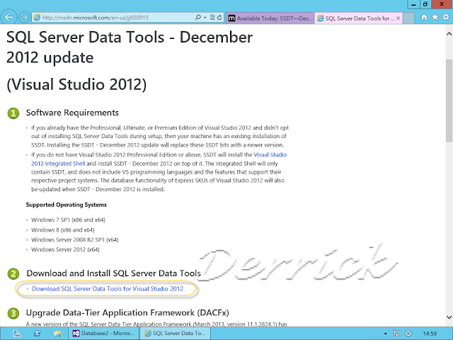 德瑞克：sql Server 學習筆記 Vs2012 開發 Clr 專案：sql Server 2012 版本，下載與安裝 Ssdt 6999